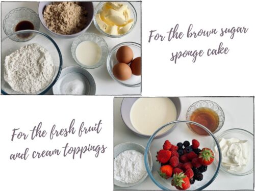 Brown Sugar Sponge Cake With Fresh Fruits And Cream - A pinch of Zest